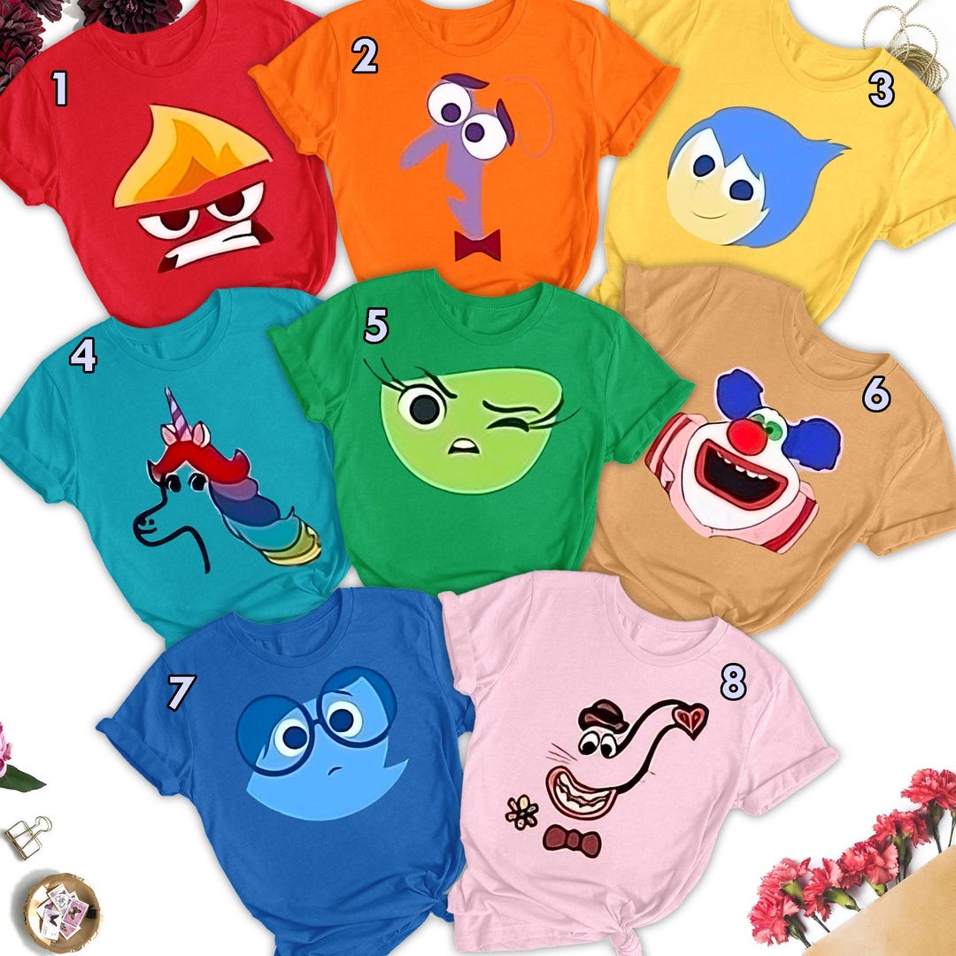 Inside Face Characters Costume Matching Tee, Funny Face Famlily Trip ...