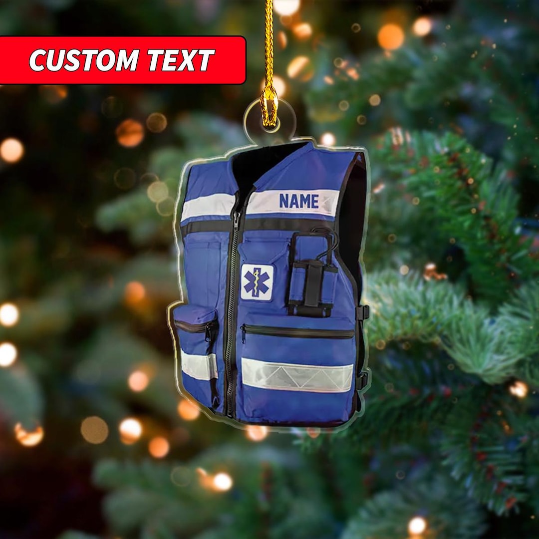 Personalized Paramedic Uniform Christmas Flat Ornament, Custom Name ...