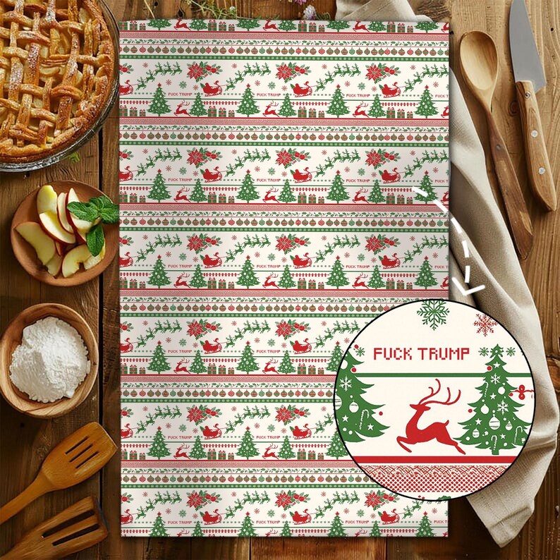 Subtle F*ck Trump Christmas Hand Towel, Political Home Decor, Festive ...