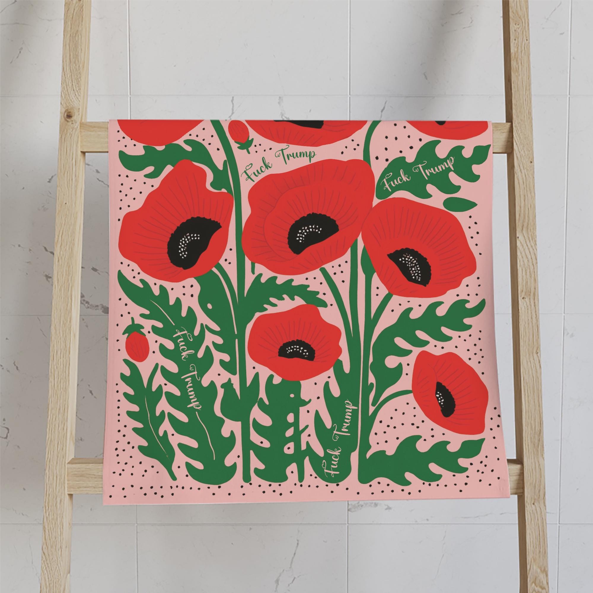 Subtle F*ck Trump Poppy Hand Towel, Funny Political Home Decor, Floral ...