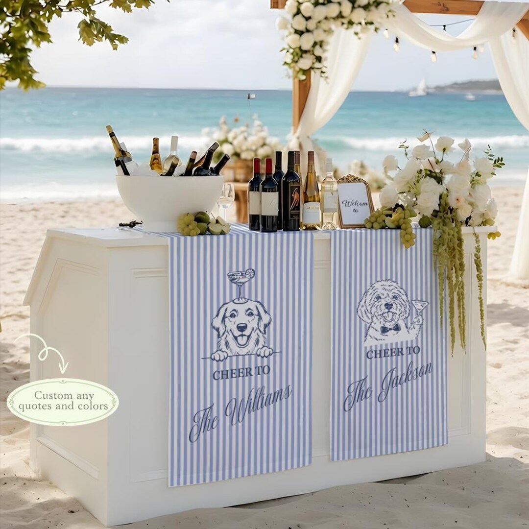 Personalized Linen Striped Bar or Event Sign, Linen Cotton, Wedding ...