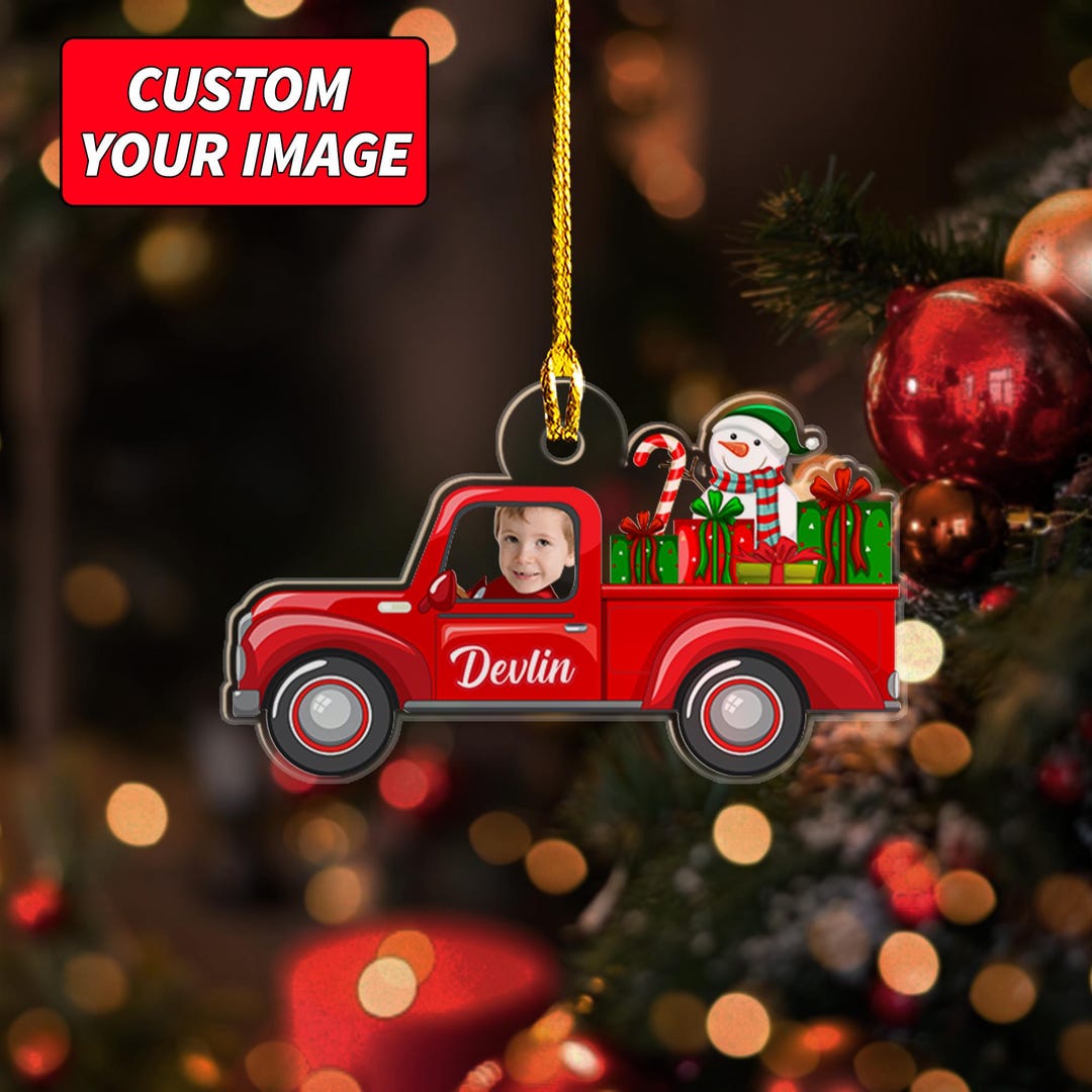 Personalized Santa Driving Car Delivery Christmas Gift 2D Flat Ornament ...