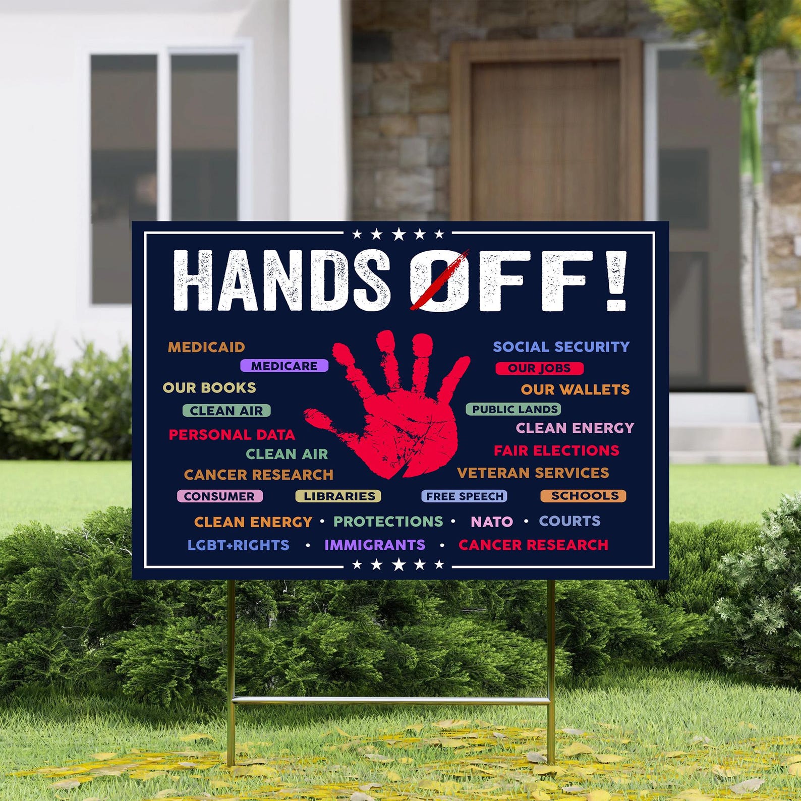 Hands off Protest Yard Sign, Political Statement Sign, Hands off ...