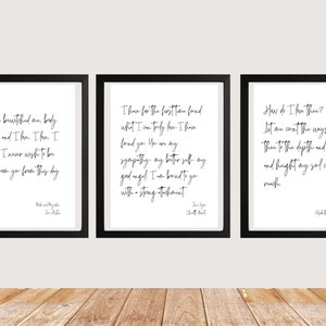 Timeless Romance: Classic Literary Love Quotes Set of 3 Digital Prints ...