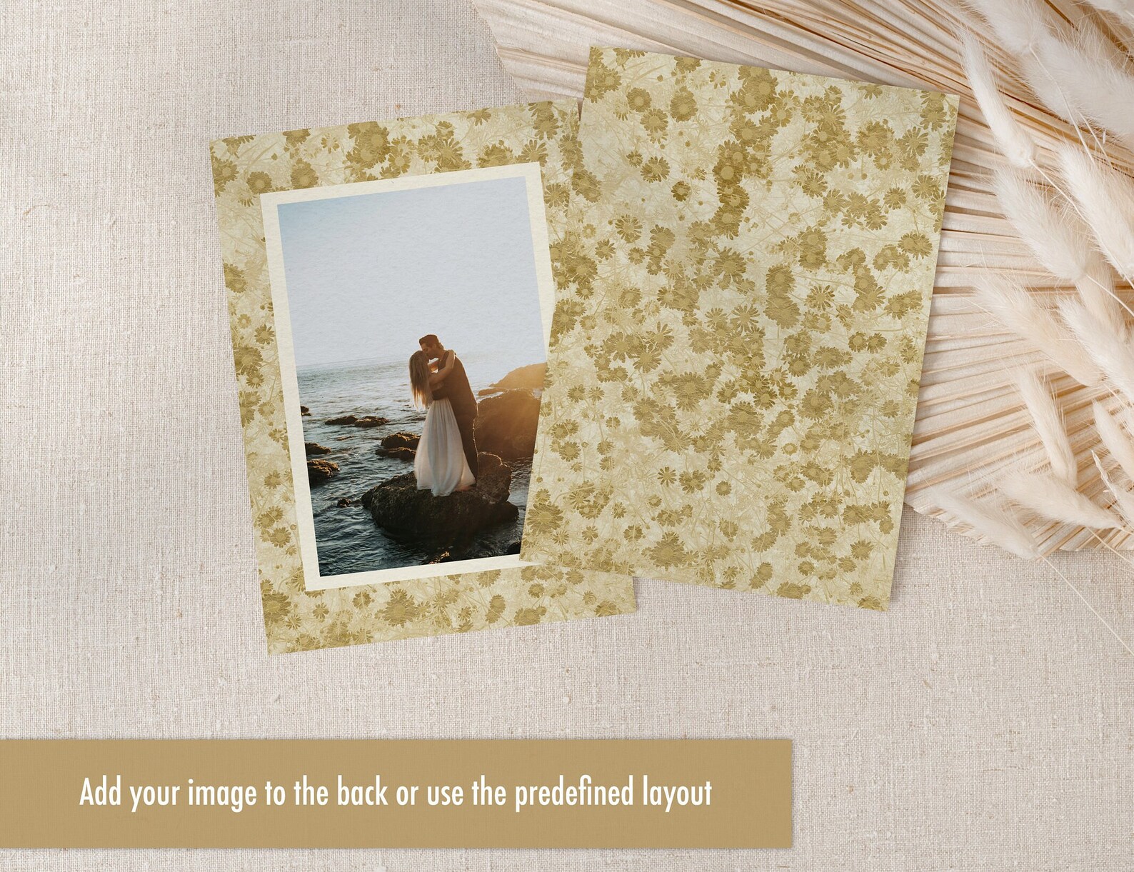 Editable Rustic Retro Name Card Template Brown, Yellow Flowerprint ...