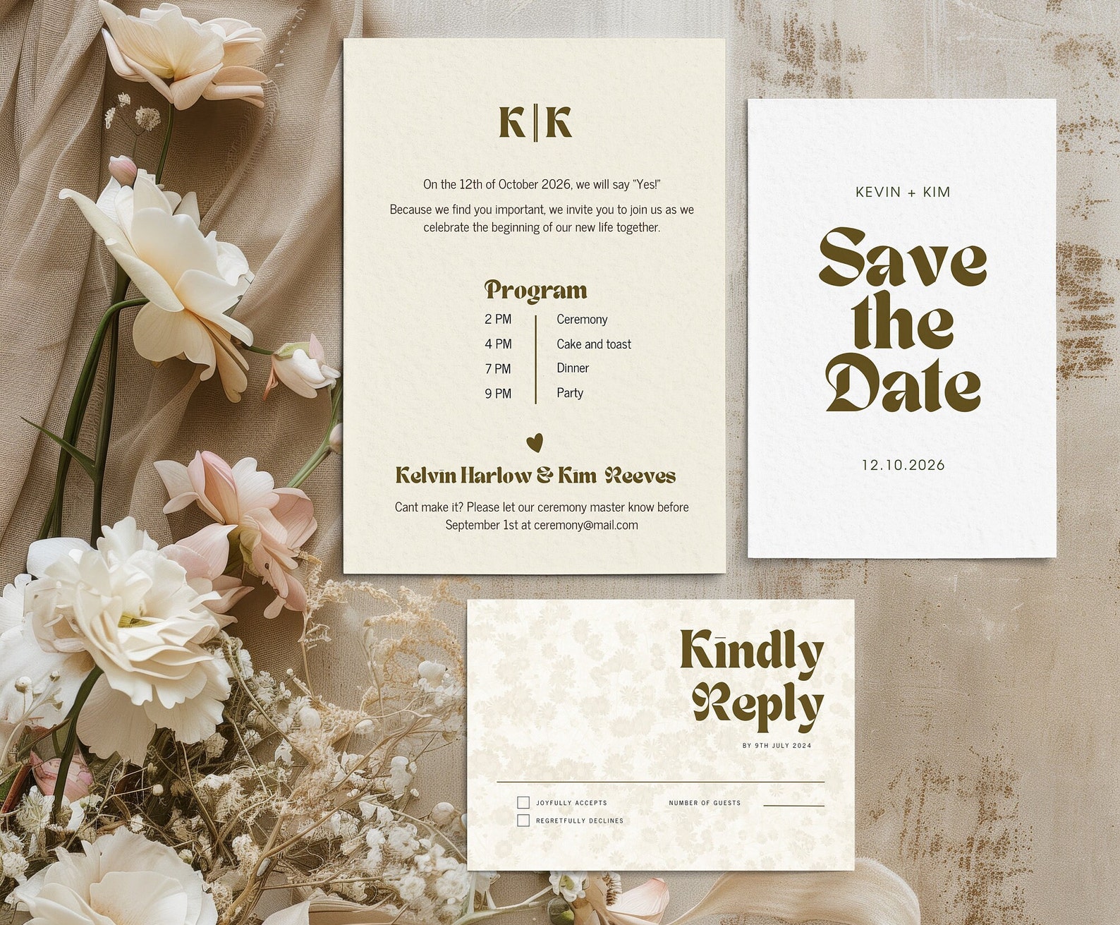 Editable Rustic Retro Name Card Template Brown, Yellow Flowerprint ...