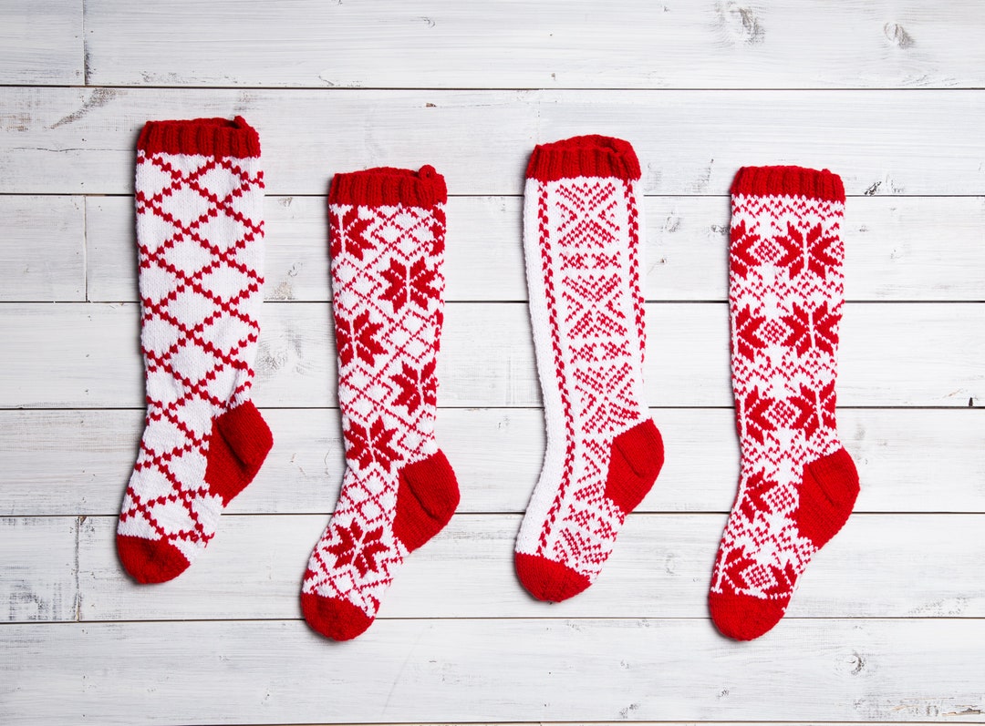 Christmas Stocking Knitting PATTERNS: Scandinavian Snowflake Designs ...