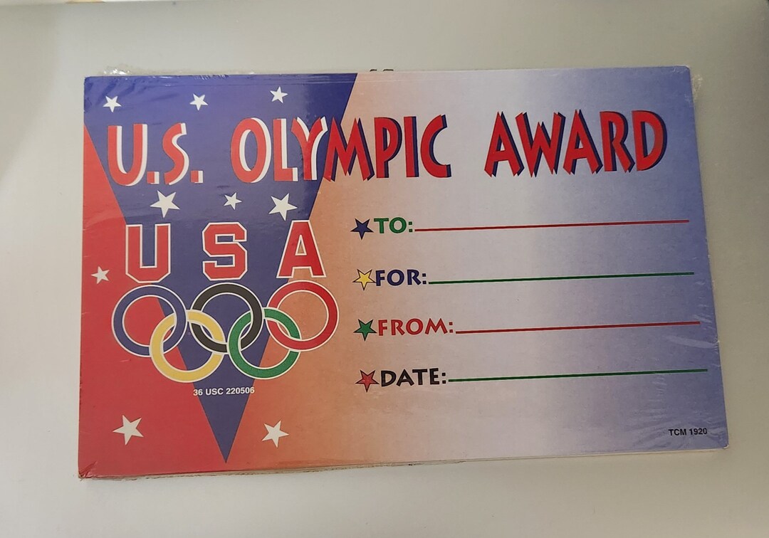 U.S. Olympic Award Certificates USA Olympics Teacher Resource - Etsy