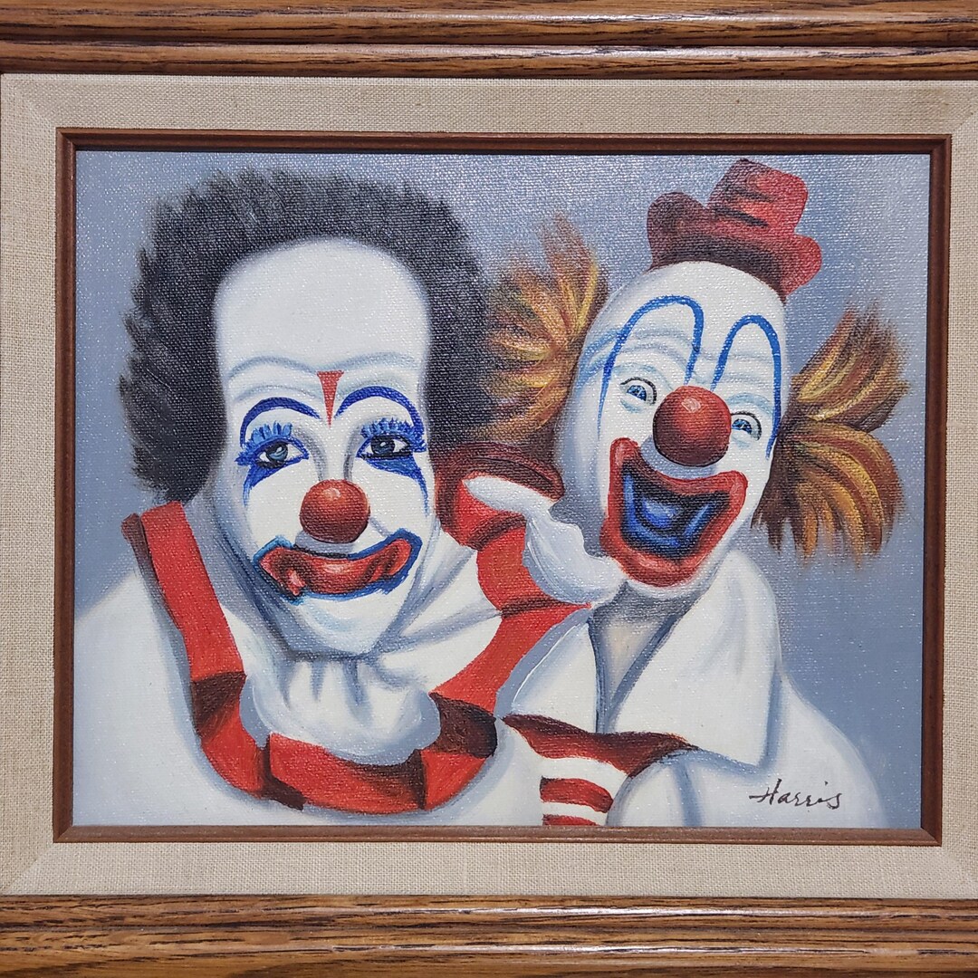 Vintage Original Oil Painting by Harris Clowns Personal Preference INC ...