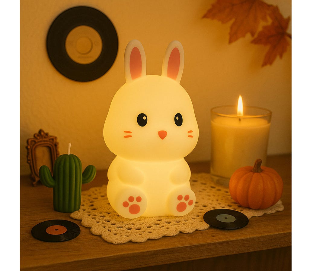 Cute Bunny Lamp, Squishy Lamp, Soft Silicone Lamp, Night Light, LED ...