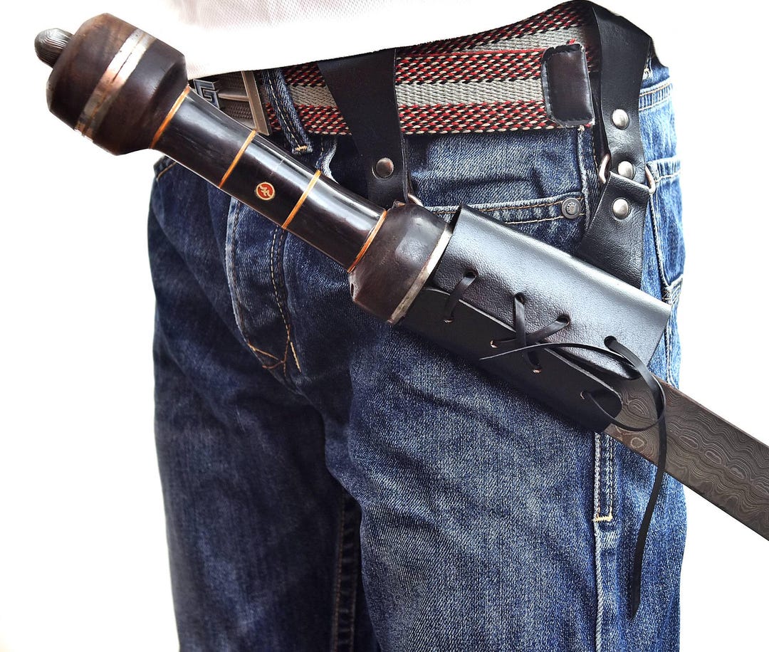 Handmade Renaissance Raven Blade Sword Frog Leather Sword Scabbard ...