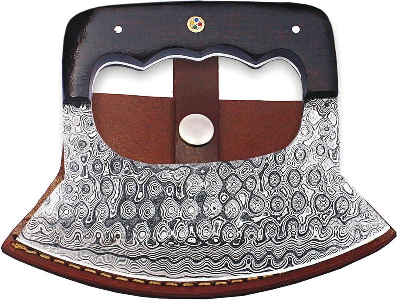 Handmade Damascus Steel Ulu Knife: Alaskan Rocker Chopper, Rosewood ...