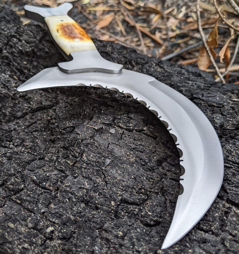 FANTASY KNIFE 10 Boline Moon Crest Ritual Sickle Curved Blade Wiccan ...