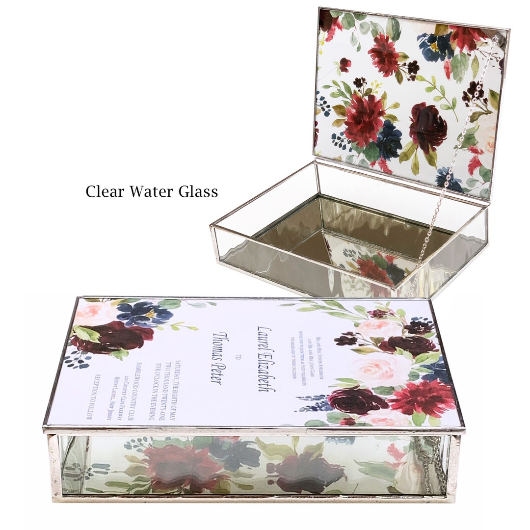 Glass Wedding Invitation Keepsake Box in Five Choices of Clear Textured ...