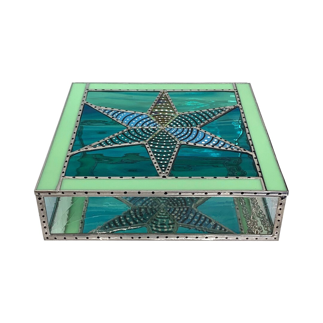 Stained Glass Star Design Box With Painted Accents - Etsy