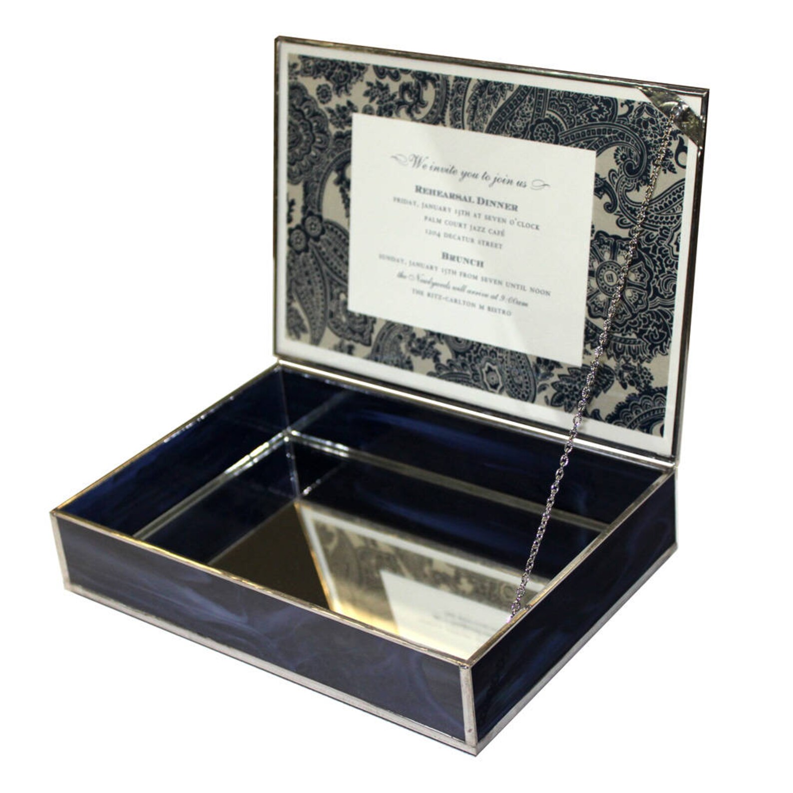 Stained Glass Keepsake Invitation Box In Navy Blue | Etsy