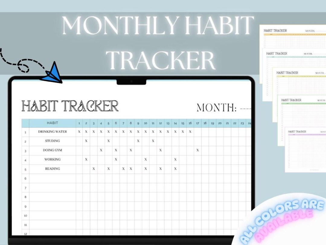 Monthly Habit Tracker, 20 Habits Tracker for Each Month, Printable ...