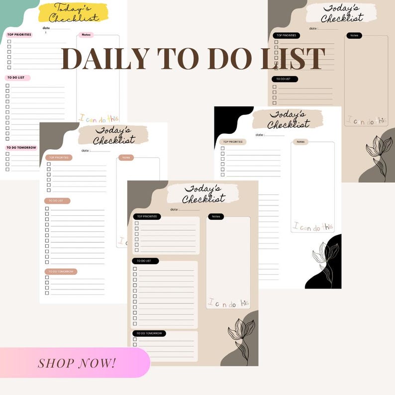 Digital Daily Checklist, to Do List Template (PDF File) - Etsy