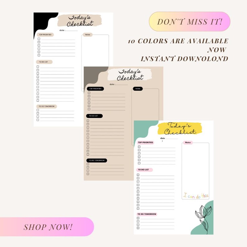 Digital Today's CHEKLIST, Digital to Do List Goodnotes Template ...