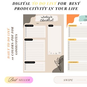 Digital Today's CHEKLIST, Digital to Do List Goodnotes Template ...