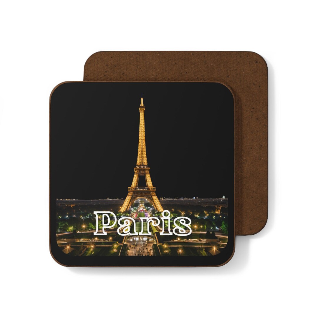Coasters, Eiffel Tower Paris France Night Scene, Set of 4 Drink Mats ...