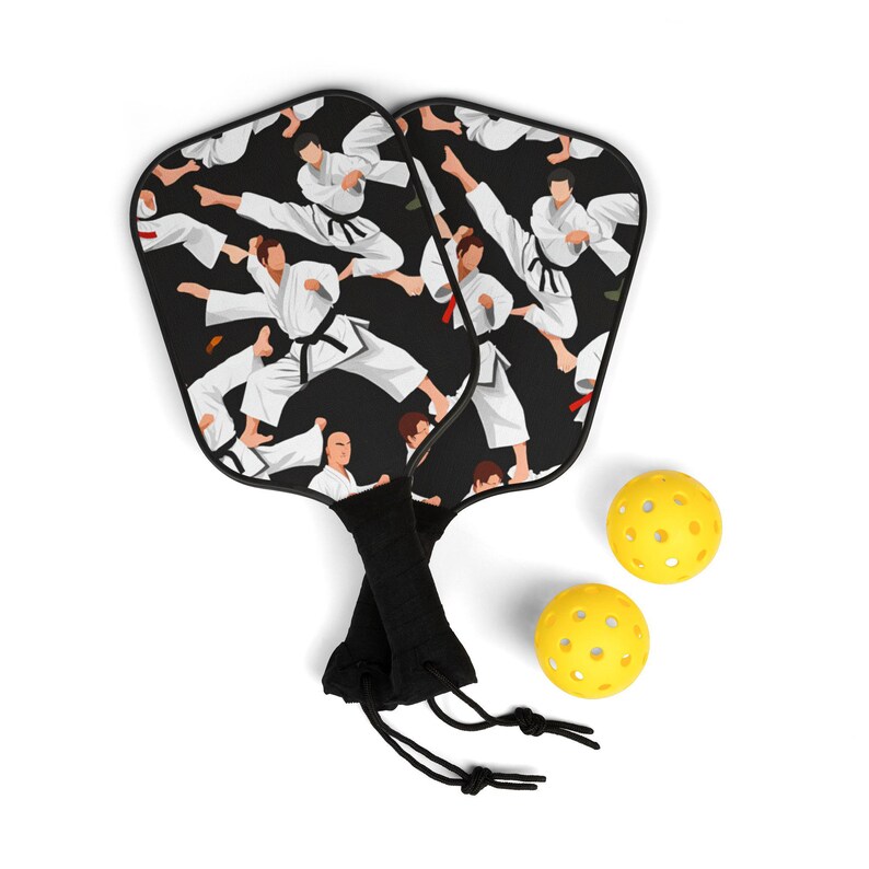 Funny Karate Kick Background Theme, Pickleball Set, Custom Designer ...