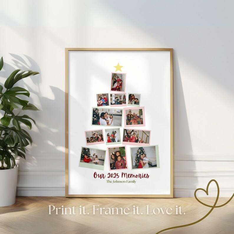 Christmas Photo Collage Template Editable Christmas Tree Photo Decor ...