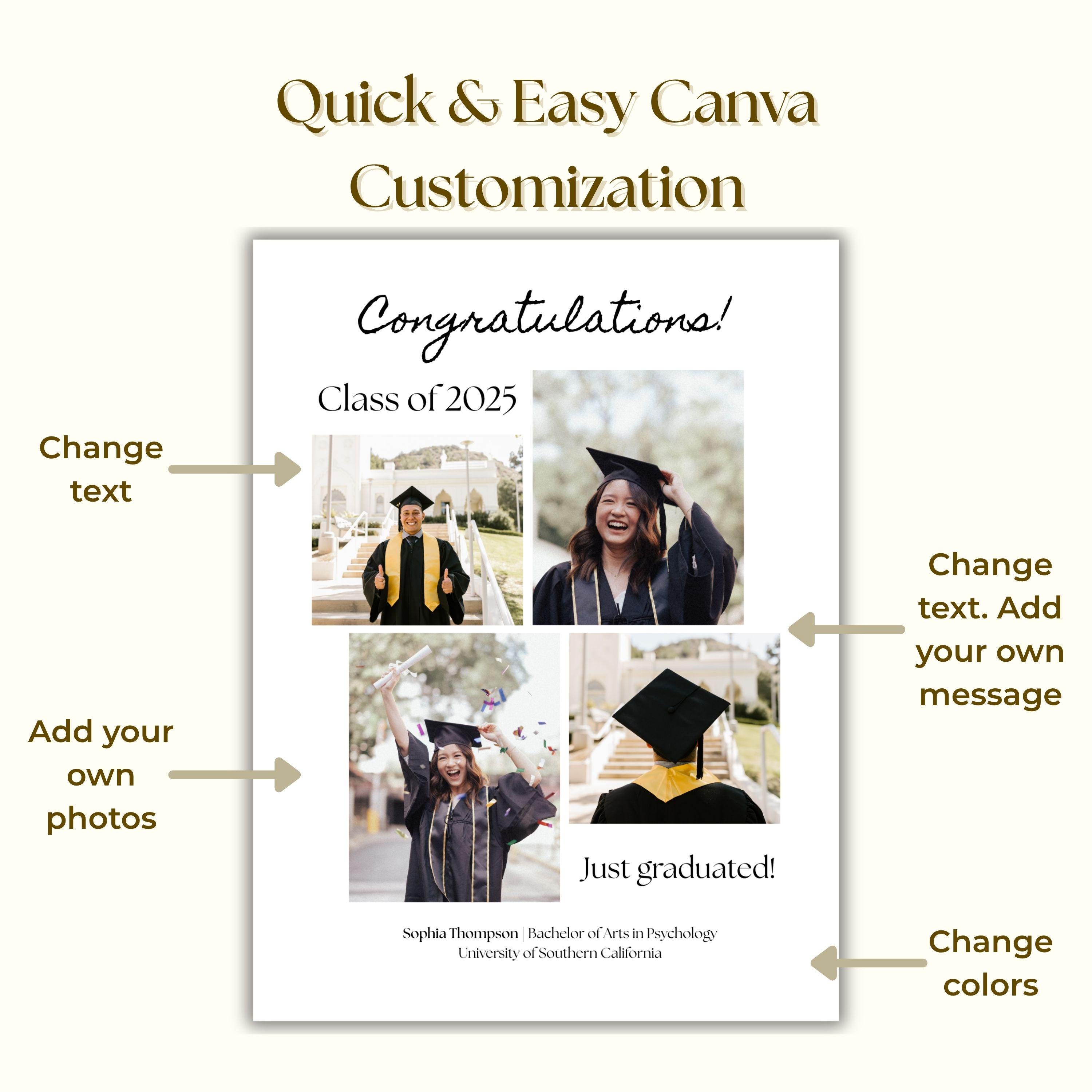 Custom Graduation Photo Collage Template College Graduation Gift for ...