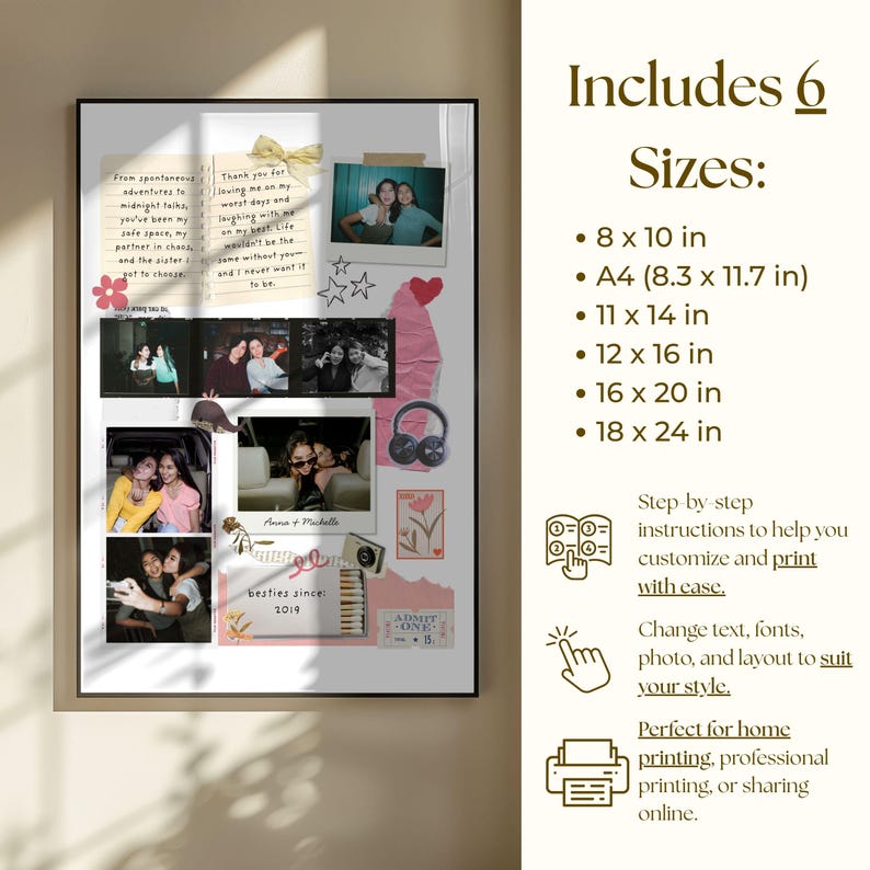 Bestie Gift Matchbox Canva Template Poster Gift for Sister Best Friend ...