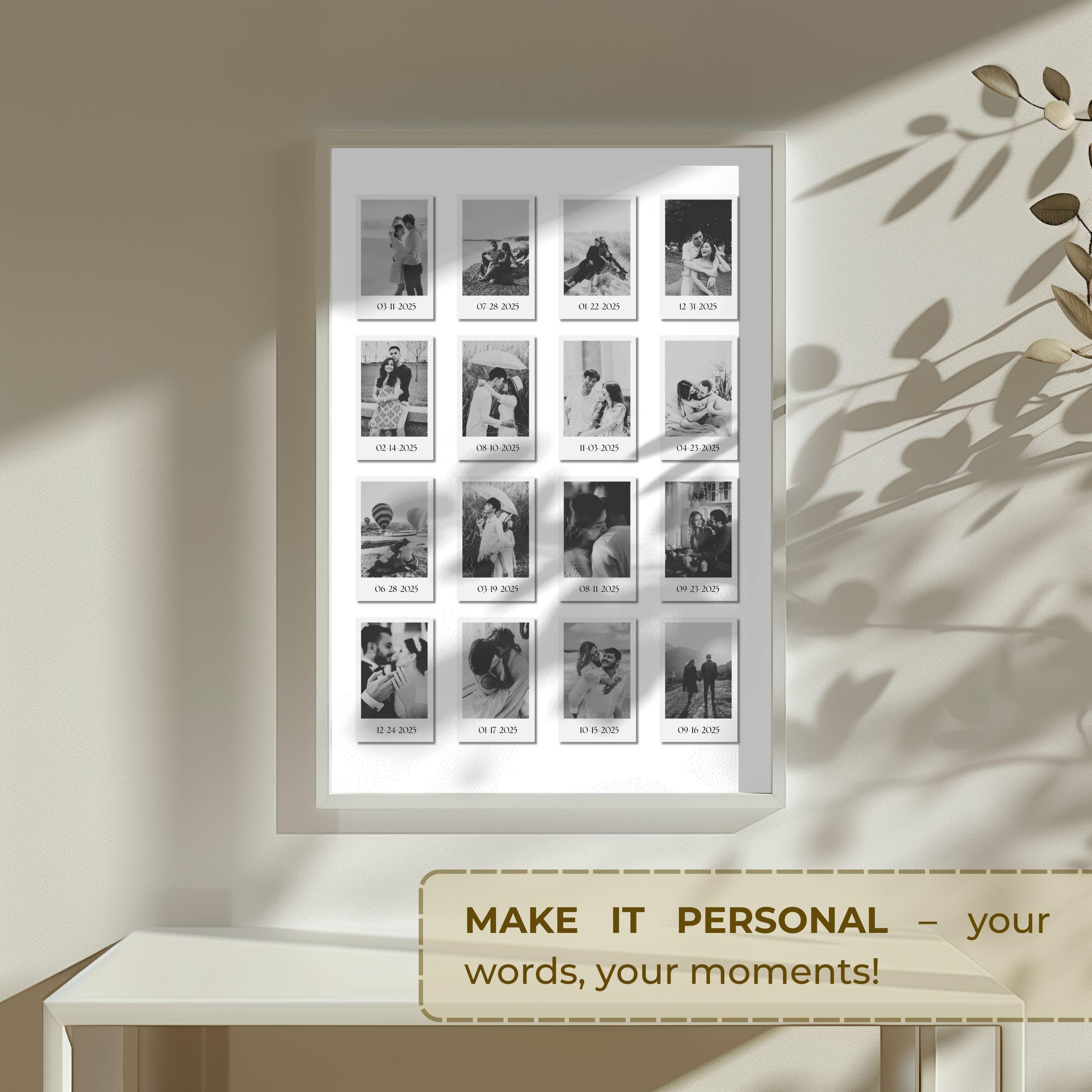 Custom Polaroid Frame Anniversary Gift for Him 1 Year Wedding ...