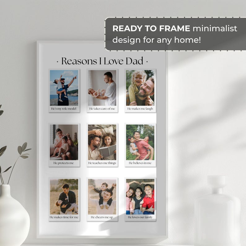 Custom Fathers Day Photo Collage Frame Template Reasons We Love You ...