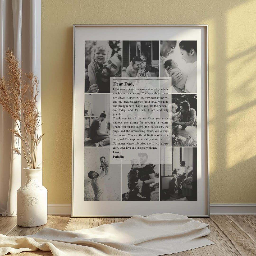 Custom Photo Collage Frame Best Dad Gift Wall Art Template First ...
