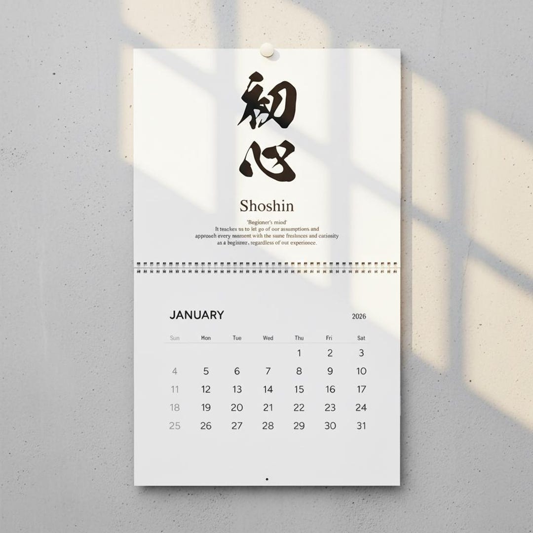 2026 Japanese Wall Calendar, Japan Life Lessons Calligraphy, Minimalist ...
