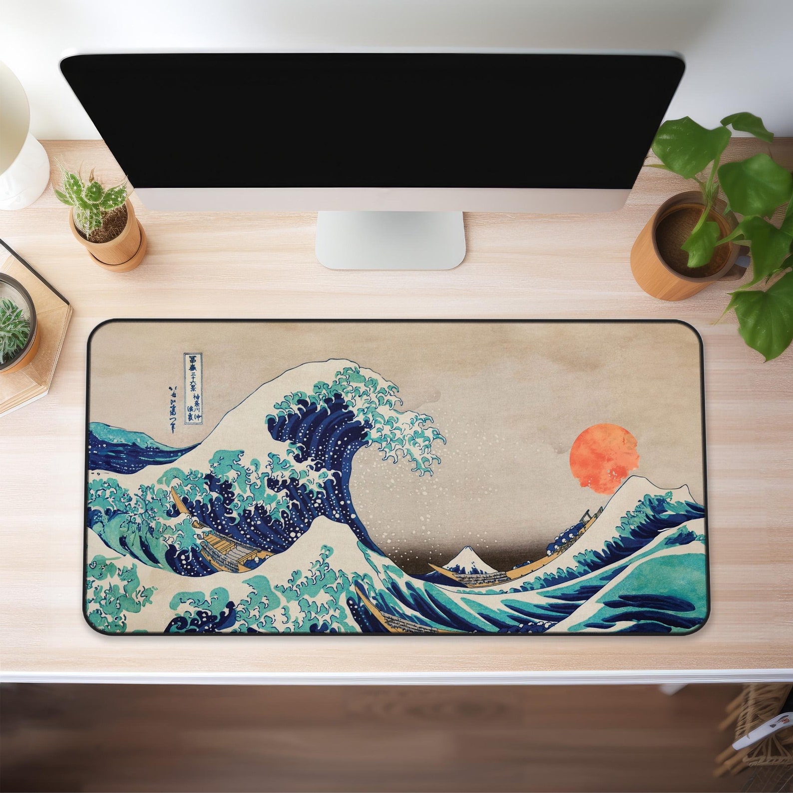 Japanese Desk Mat, the Great Wave of Kanagawa HD Gaming Mousepad ...