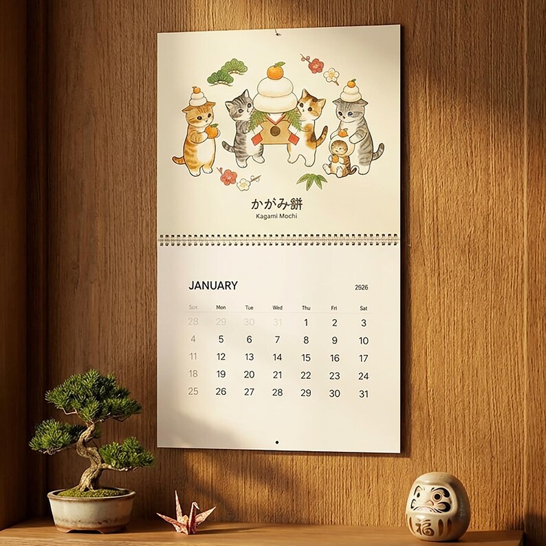 2026 Cat in Japanese Food Wall Calendar, Kawaii Neko Sushi Ramen ...