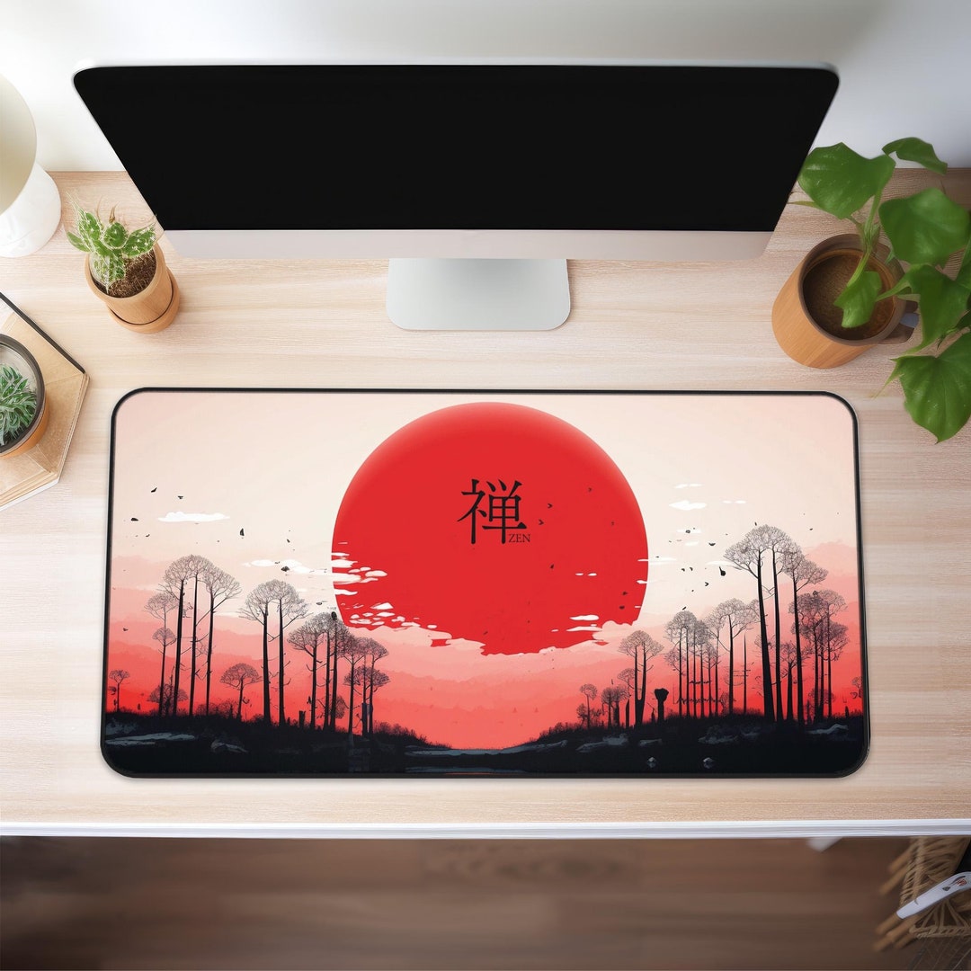Japanese Office Decor, Japan Desk Decor, Rising Sun Desk Mat, Aesthetic ...