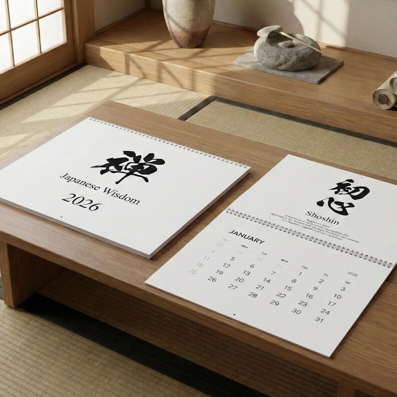 2026 Japanese Wall Calendar, Japan Life Lessons Calligraphy, Minimalist ...