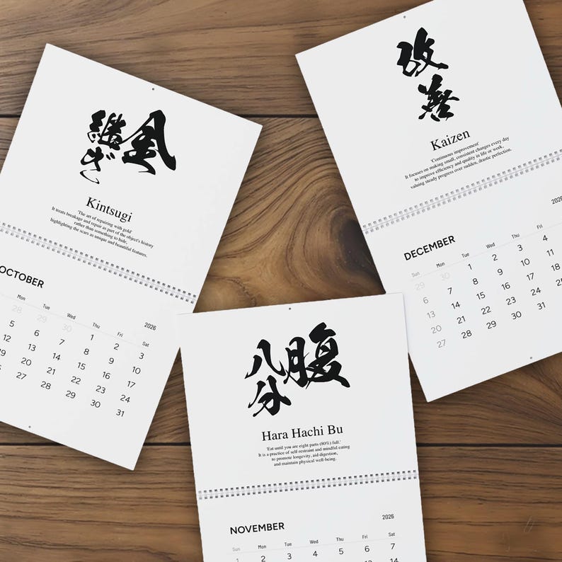 2026 Japanese Wall Calendar, Japan Life Lessons Calligraphy, Minimalist ...