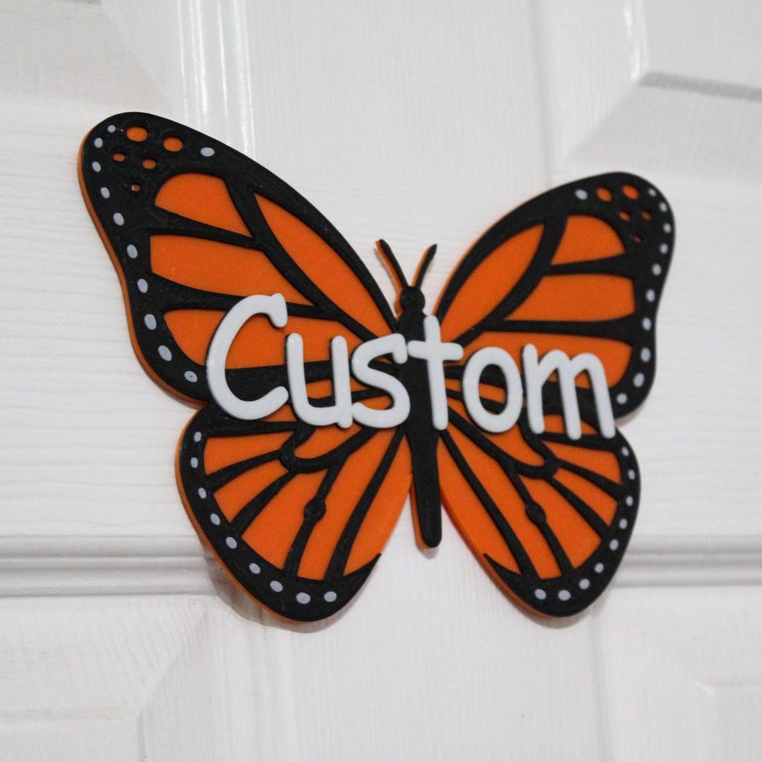 Personalised Butterfly Name Plate, Wall Sign, Art, Door Sign, Large ...