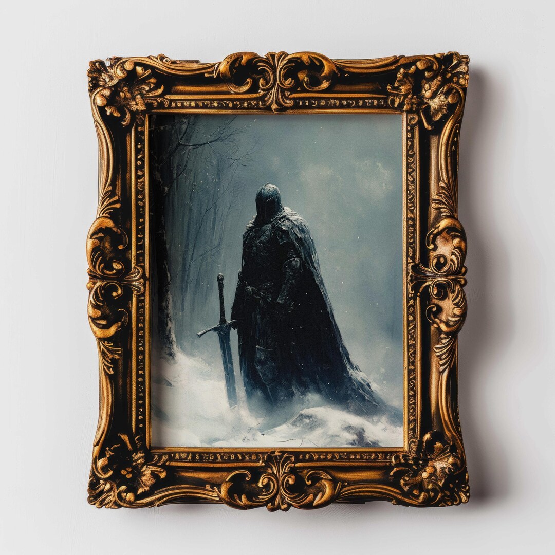 Fantasy Knight Medieval Oil Painting Nature Wall Art Dark Fantasy Wall ...