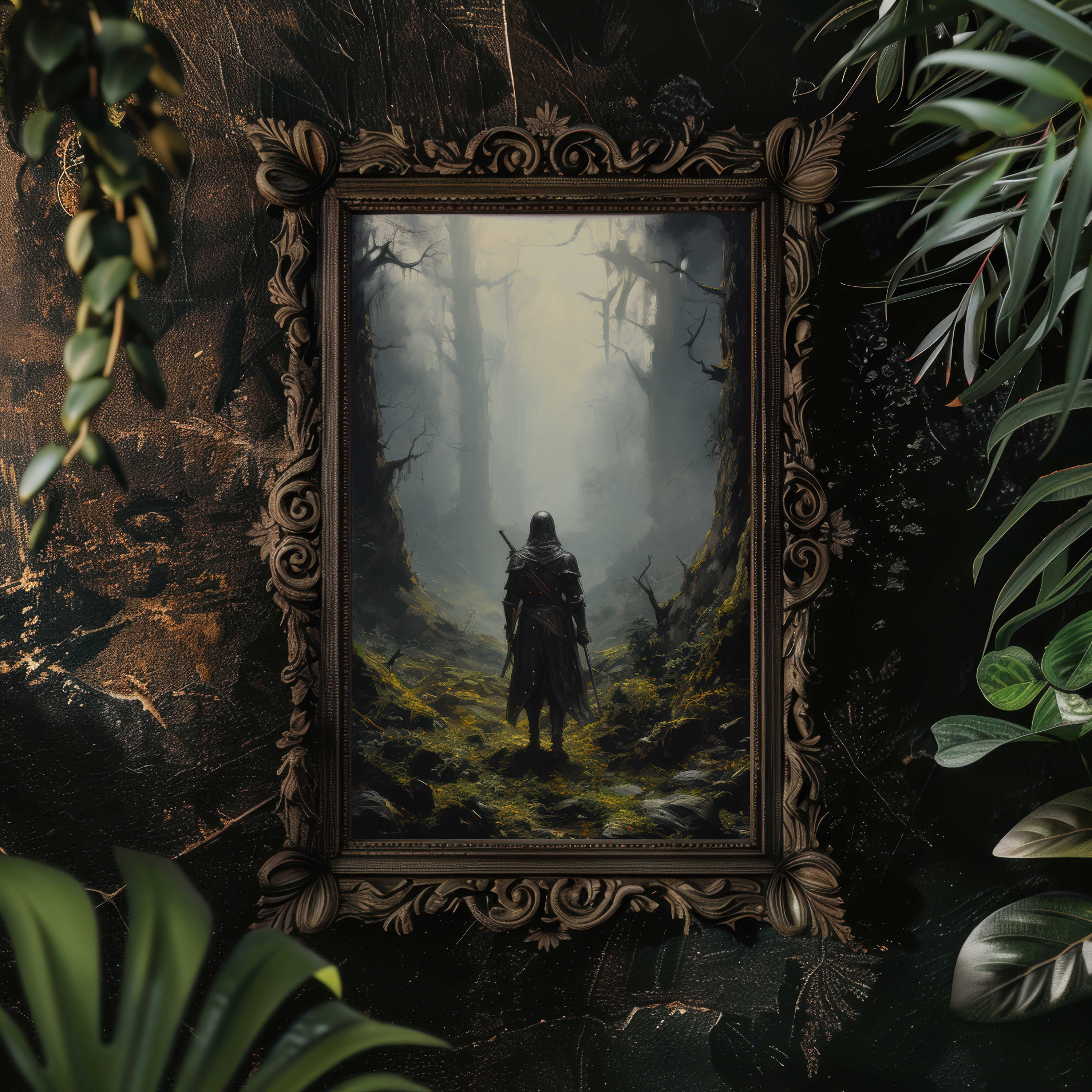Forest Knight Art Print Medieval Wall Art Dark Nature Wall Decor Dark ...