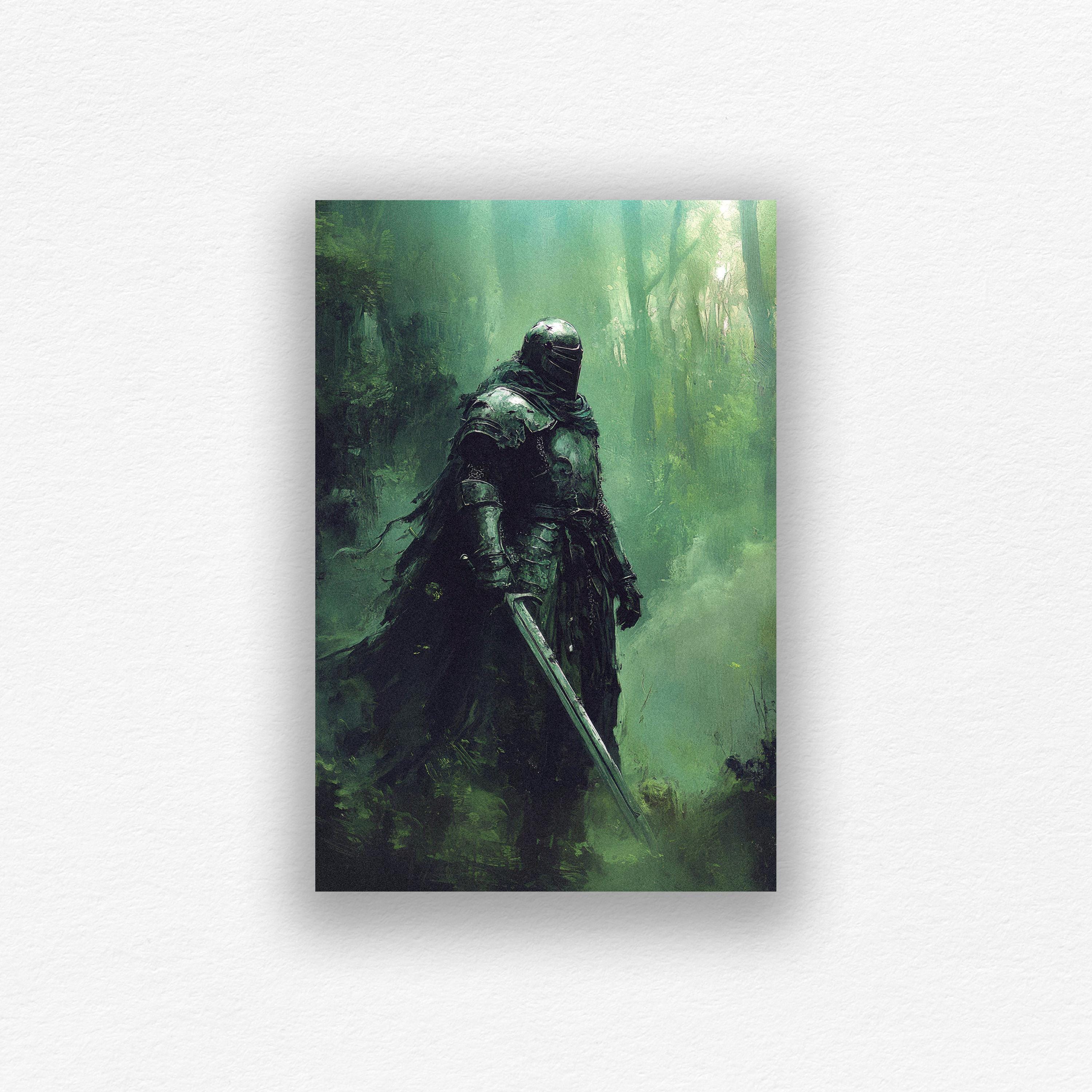 Fantasy Knight Medieval Oil Painting Nature Wall Art Dark Fantasy Wall ...