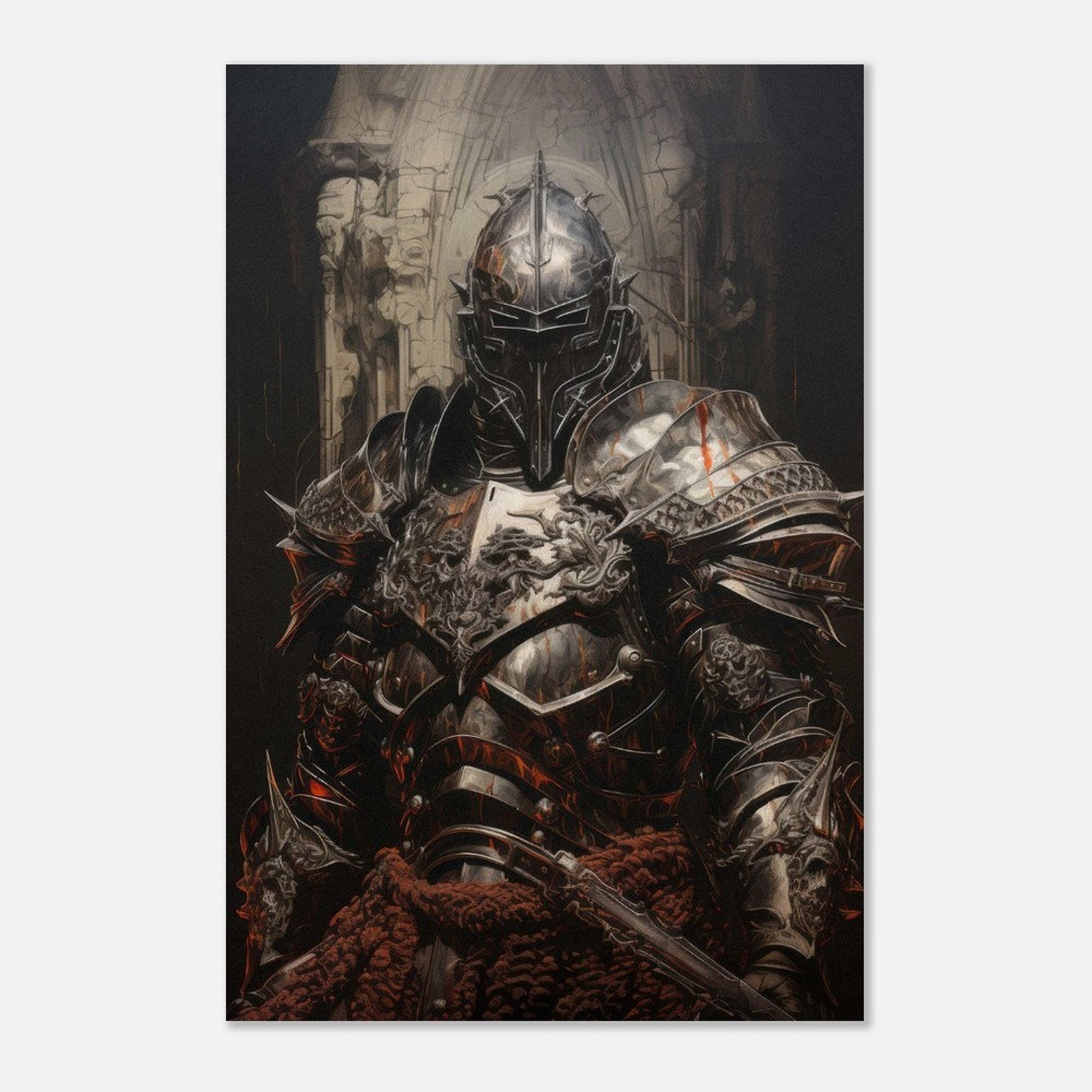 TEMPLE GUARD, Knight Art Print, Medieval Wall Art, Gothic Wall Decor ...