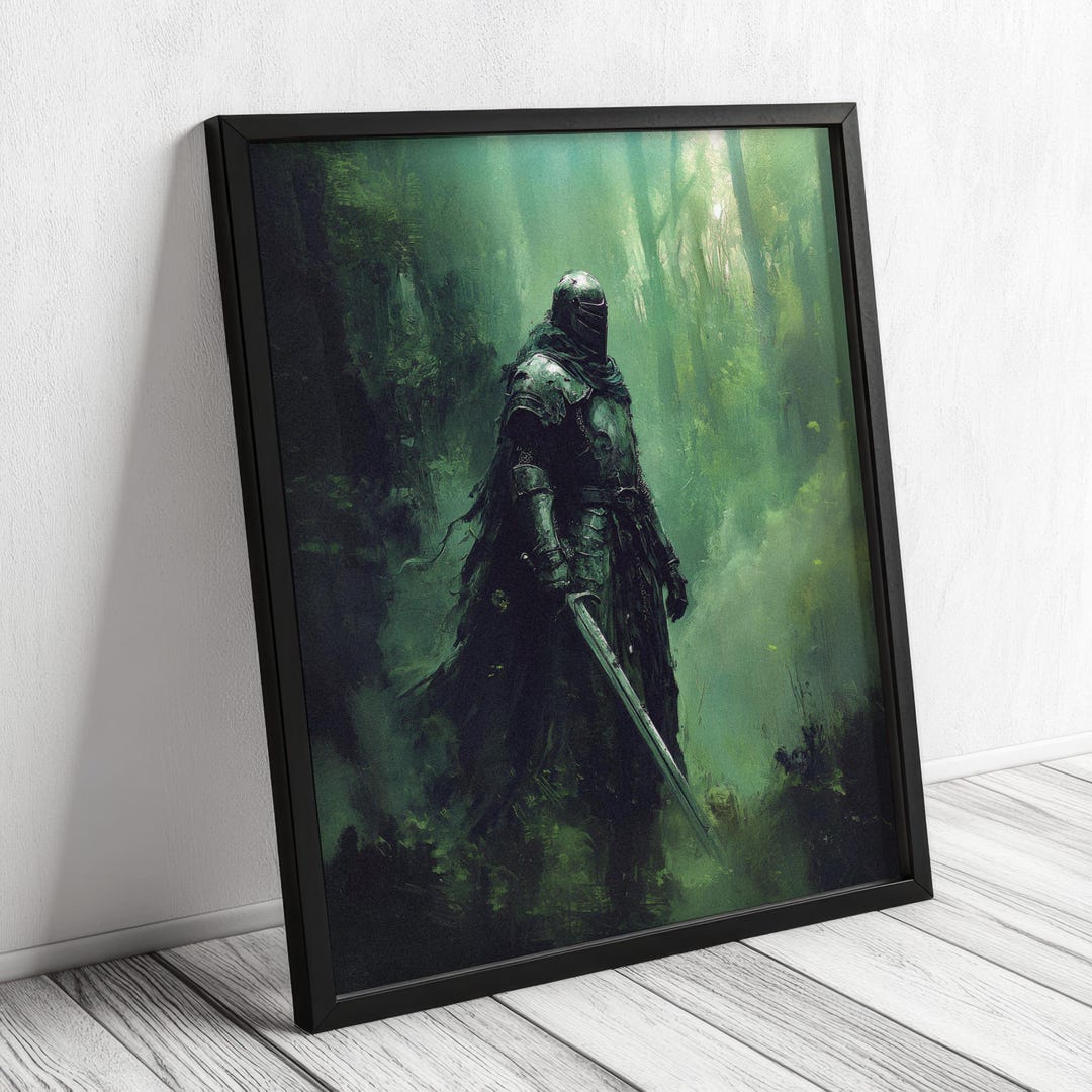 Fantasy Knight Medieval Oil Painting Nature Wall Art Dark Fantasy Wall ...