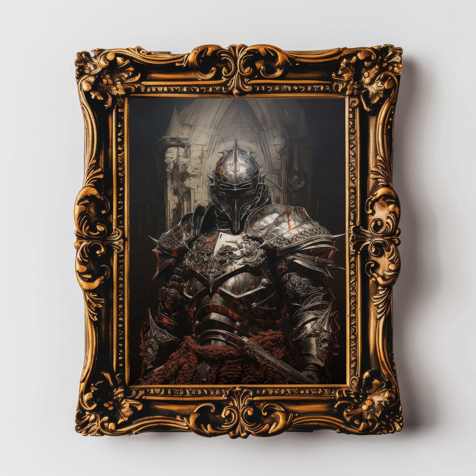 TEMPLE GUARD, Knight Art Print, Medieval Wall Art, Gothic Wall Decor ...