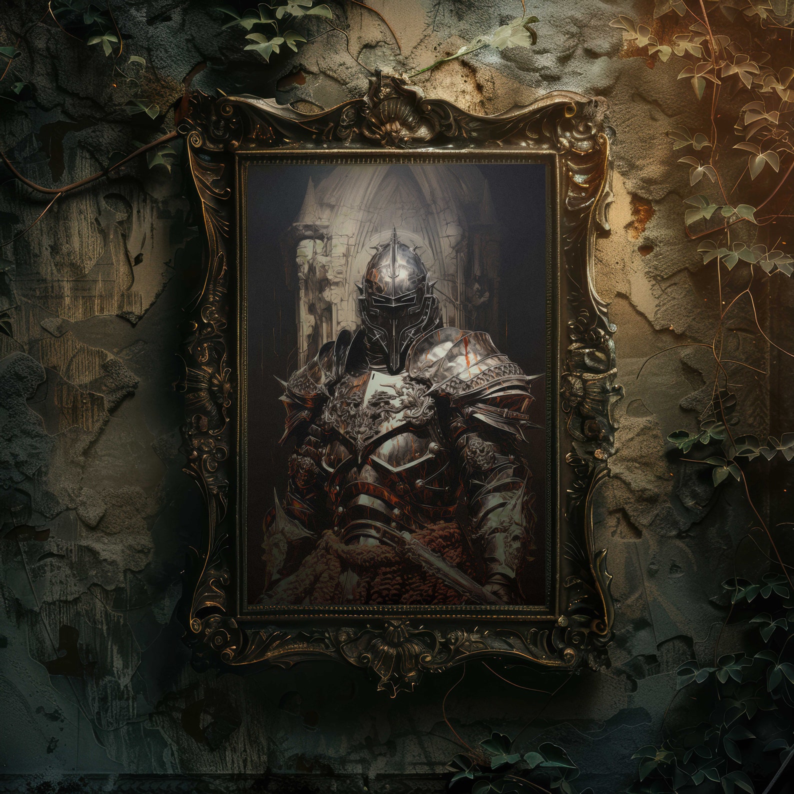 TEMPLE GUARD, Knight Art Print, Medieval Wall Art, Gothic Wall Decor ...