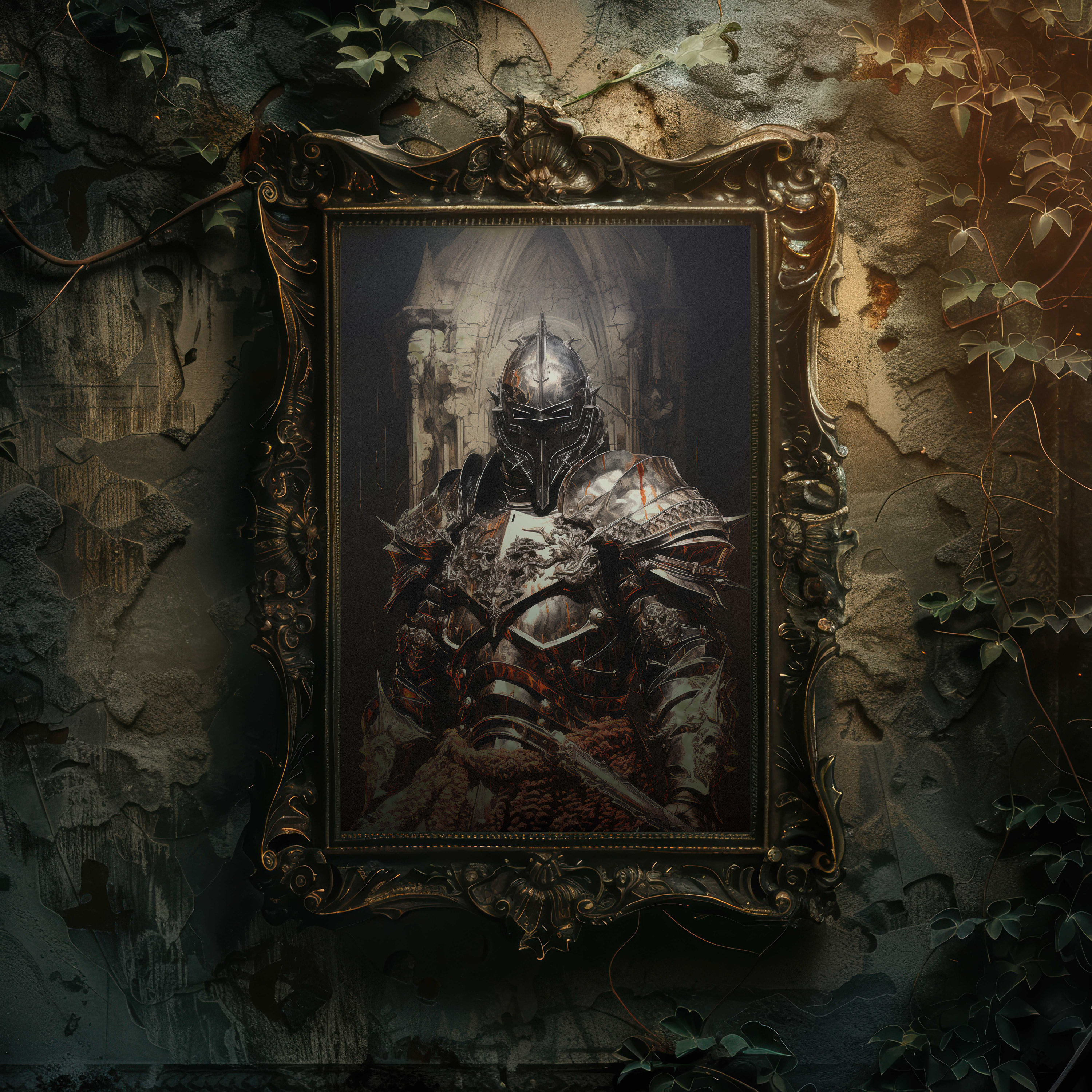 TEMPLE GUARD, Knight Art Print, Medieval Wall Art, Gothic Wall Decor ...