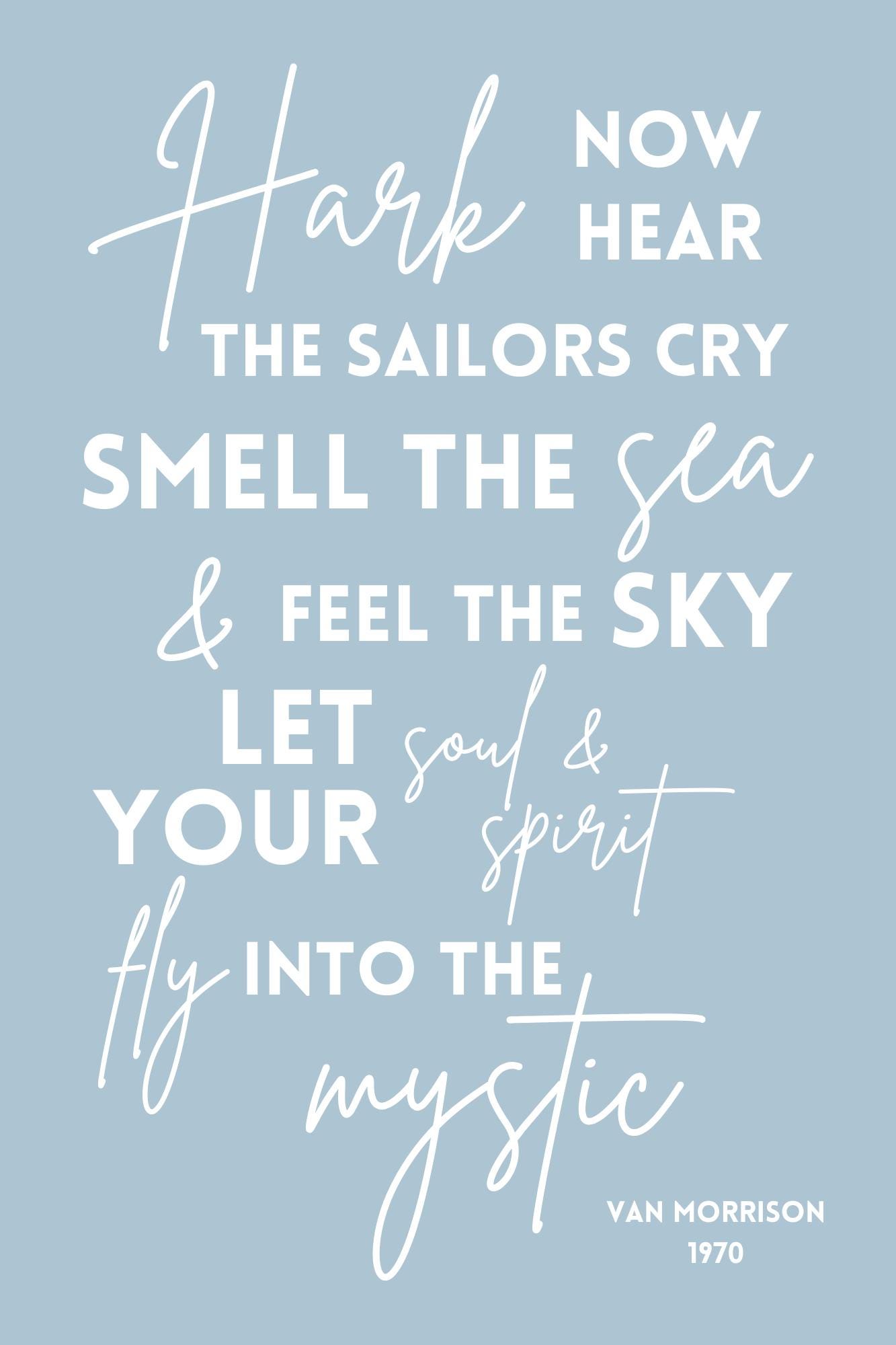 Van Morrison 'into the Mystic' Lyrics Print: Music Poster (digital ...