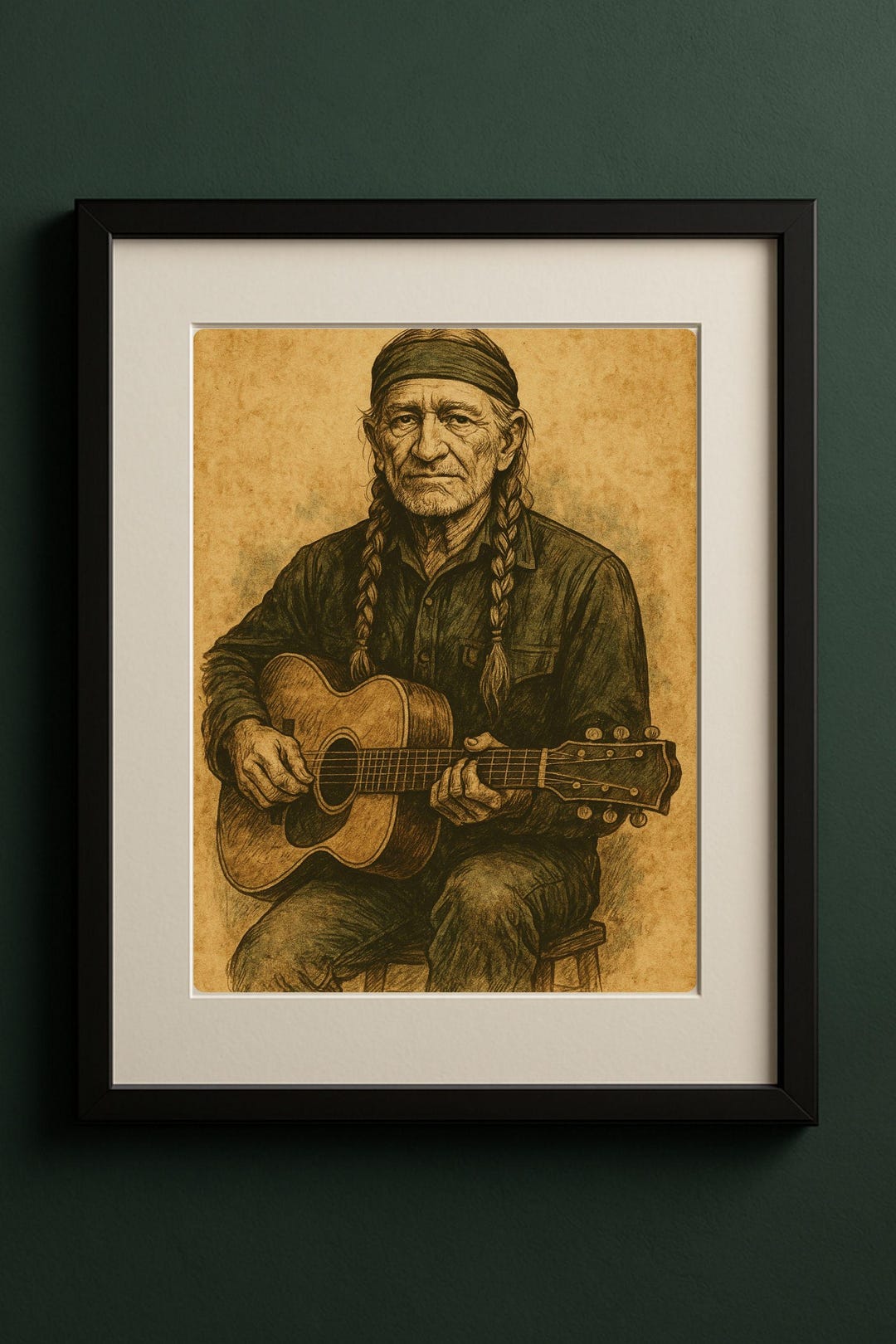 Vintage Willie Nelson Outlaw Country Music Wall Art | Western Guitar ...