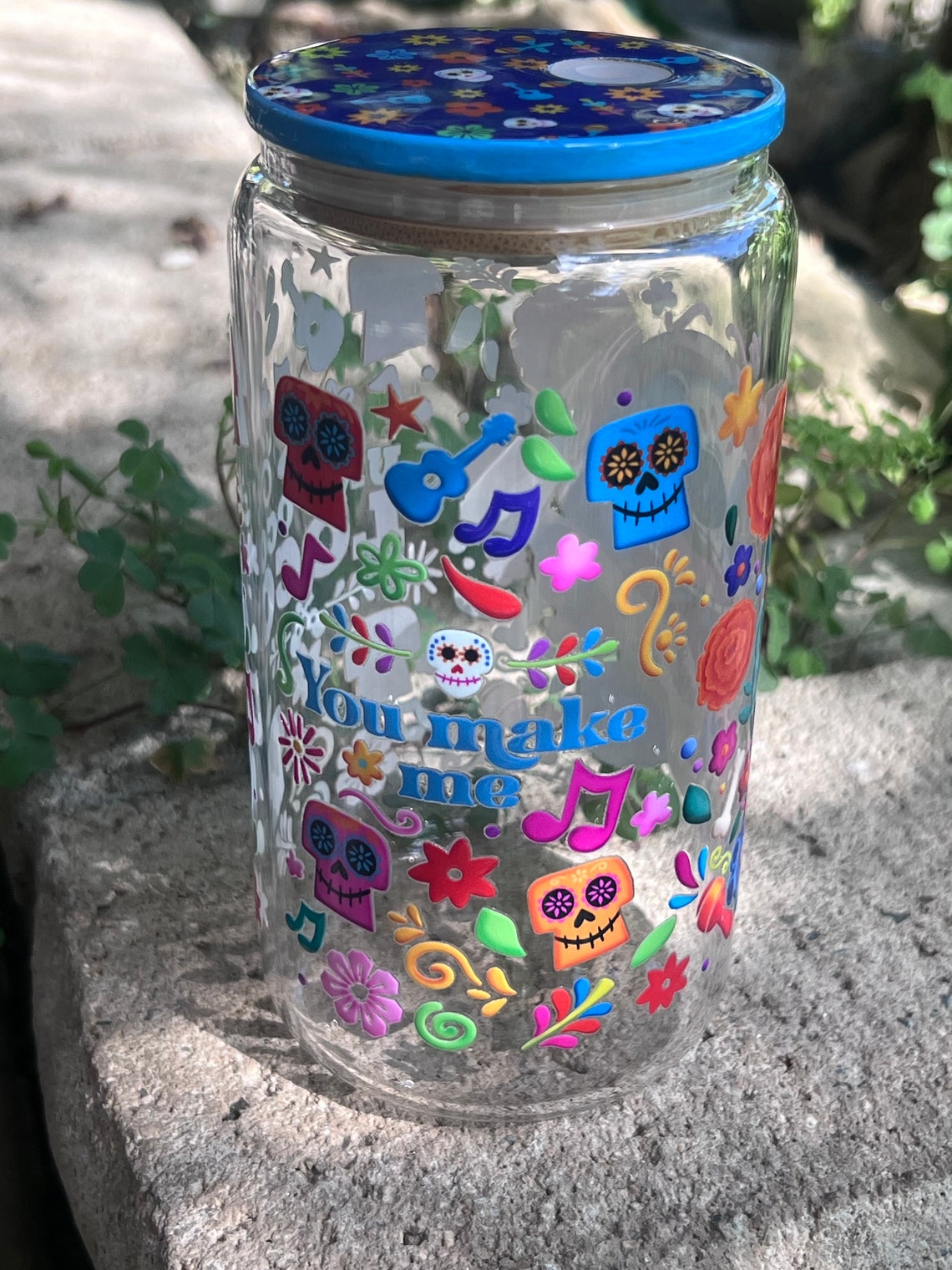 Poco Loco 16 Oz Glass Cup With Lid and Straw, Poco Loco Tumbler With ...